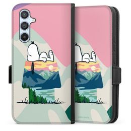 DeinDesign Galaxy A54 5G Handy Klapph&uuml;lle Handyh&uuml;lle aus Kunst Leder schwarz Flip Case Official Licensed Product Peanuts Snoopy Sideflip mit Lasche