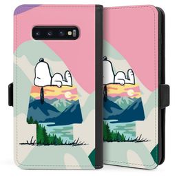 DeinDesign Galaxy S10 Plus Handy Klapph&uuml;lle Handyh&uuml;lle aus Kunst Leder schwarz Flip Case Official Licensed Product Peanuts Snoopy Sideflip mit Lasche