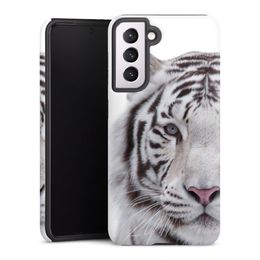 DeinDesign Galaxy S21 5G Handy Panzer Handyh&uuml;lle robuste Outdoor H&uuml;lle Schutzh&uuml;lle matt Winter Snow Tiger Tough Case