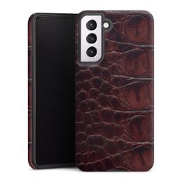 DeinDesign Galaxy S21 5G Handy Panzer Handyh&uuml;lle robuste Outdoor H&uuml;lle Schutzh&uuml;lle matt Leather Crocodile Animal Print Tough Case