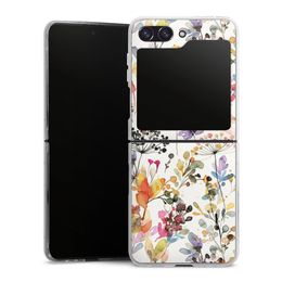 DeinDesign Galaxy Z Flip 5 Handy Hard Case Schutzh&uuml;lle transparent Smartphone Handy H&uuml;lle Pastel Flower Muster Hard Case