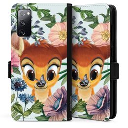 DeinDesign Galaxy S20 Handy Klapph&uuml;lle Handyh&uuml;lle aus Kunst Leder schwarz Flip Case Disney Bambi Flowers Sideflip mit Lasche