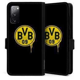 DeinDesign Galaxy S20 Handy Klapph&uuml;lle Handyh&uuml;lle aus Kunst Leder schwarz Flip Case Official Licensed Product Borussia Dortmund Bvb Sideflip mit Lasche