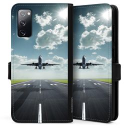 DeinDesign Galaxy S20 Handy Klapph&uuml;lle Handyh&uuml;lle aus Kunst Leder schwarz Flip Case Urlaub Airplane Wanderlust Sideflip mit Lasche