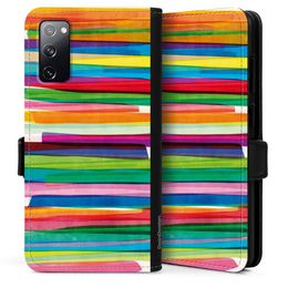 DeinDesign Galaxy S20 Handy Klapph&uuml;lle Handyh&uuml;lle aus Kunst Leder schwarz Flip Case Water Colour Stripes Colourful Sideflip mit Lasche