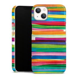 DeinDesign iPhone 13 Handy Premium Case Smartphone Handyh&uuml;lle Schutzh&uuml;lle gl&auml;nzend Water Colour Stripes Colourful Premium Case