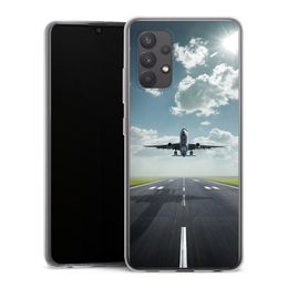DeinDesign Galaxy A32 4G Handy Silikon H&uuml;lle Case transparent Handyh&uuml;lle Wanderlust Airplane Urlaub Silikon Case