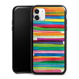 DeinDesign iPhone 11 Handy Silikon H&uuml;lle Case schwarz Handyh&uuml;lle Water Colour Stripes Colourful
