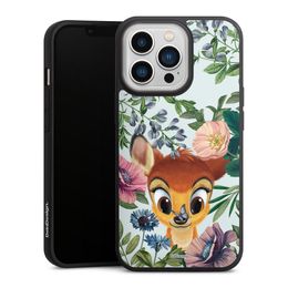 DeinDesign iPhone 13 Pro Handy Premium Silikon H&uuml;lle Handyh&uuml;lle schwarz Case Disney Bambi Flowers Silikon Premium Case