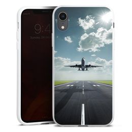 DeinDesign iPhone Xr Handy Silikon H&uuml;lle Case wei&szlig; Handyh&uuml;lle Wanderlust Airplane Urlaub Silikon Case