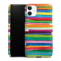 DeinDesign iPhone 11 Handy Premium Case Smartphone Handyh&uuml;lle Schutzh&uuml;lle gl&auml;nzend Stripes Water Colour Colourful Premium Case
