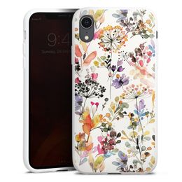 DeinDesign iPhone Xr Handy Silikon H&uuml;lle Case wei&szlig; Handyh&uuml;lle Pastel Flower Muster Silikon Case