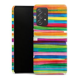 DeinDesign Galaxy A52s 5G Handy Premium Case Smartphone Handyh&uuml;lle Schutzh&uuml;lle matt Water Colour Stripes Colourful Premium Case