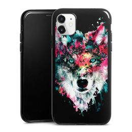 DeinDesign iPhone 11 Handy Silikon H&uuml;lle Case schwarz Handyh&uuml;lle Riza Peker Colourful Wolf