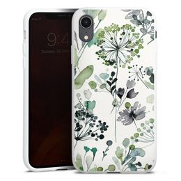 DeinDesign iPhone Xr Handy Silikon H&uuml;lle Case wei&szlig; Handyh&uuml;lle Flowers Water Colour Eukalyptus Silikon Case