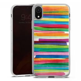 DeinDesign iPhone Xr Handy Silikon H&uuml;lle Case transparent Handyh&uuml;lle Water Colour Stripes Colourful Silikon Case