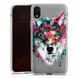 DeinDesign iPhone Xr Handy Silikon H&uuml;lle Case transparent Handyh&uuml;lle Colourful Wolf Riza Peker Silikon Case