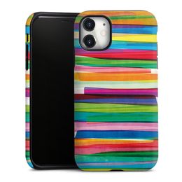 DeinDesign iPhone 11 Handy Panzer Handyh&uuml;lle robuste Outdoor H&uuml;lle Schutzh&uuml;lle matt Stripes Water Colour Colourful Tough Case