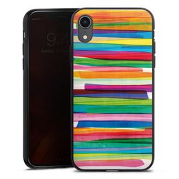 DeinDesign iPhone Xr Handy Silikon H&uuml;lle Case schwarz Handyh&uuml;lle Water Colour Stripes Colourful