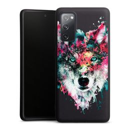 DeinDesign Galaxy S20 FE Handy Premium Silikon H&uuml;lle Handyh&uuml;lle schwarz Case Riza Peker Colourful Wolf Silikon Premium Case