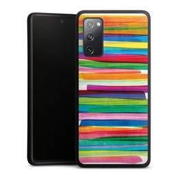 DeinDesign Galaxy S20 FE Handy Premium Silikon H&uuml;lle Handyh&uuml;lle schwarz Case Stripes Water Colour Colourful Silikon Premium Case