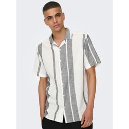 Only & Sons Only & Sons Herren ONLY & SONS Kurzarmhemd &raquo;ONSCAIDEN SS STRIPE LINEN RESORT NOOS&laquo; wei&szlig; XXL, N-Gr