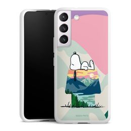 DeinDesign Galaxy S22 Handy Silikon H&uuml;lle Case wei&szlig; Handyh&uuml;lle Official Licensed Product Peanuts Snoopy Silikon Case