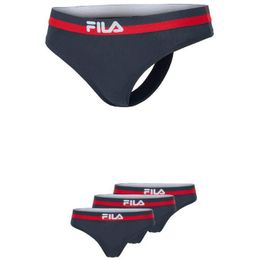 Fila Damen String 3er Pack, elastischer Logobund blau M