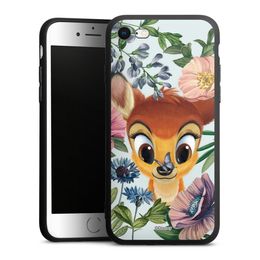 DeinDesign iPhone SE (2022) Handy Premium Silikon H&uuml;lle Handyh&uuml;lle schwarz Case Flowers Disney Bambi Silikon Premium Case