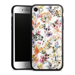 DeinDesign iPhone SE (2020) Handy Premium Silikon H&uuml;lle Handyh&uuml;lle schwarz Case Pastel Flower Muster Silikon Premium Case