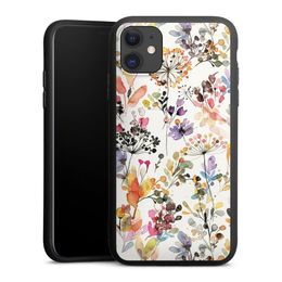 DeinDesign iPhone 11 Handy Premium Silikon H&uuml;lle Handyh&uuml;lle schwarz Case Pastel Flower Muster Silikon Premium Case