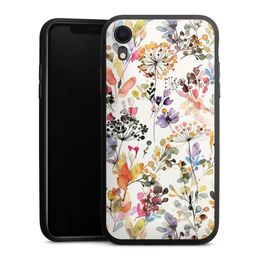DeinDesign iPhone Xr Handy Premium Silikon H&uuml;lle Handyh&uuml;lle schwarz Case Pastel Flower Muster Silikon Premium Case