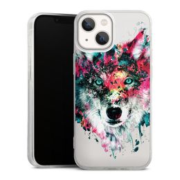 DeinDesign iPhone 13 Mini Handy Slim Case Silikon Handyh&uuml;lle transparent H&uuml;lle extra d&uuml;nn Colourful Wolf Riza Peker Silikon Slim Case
