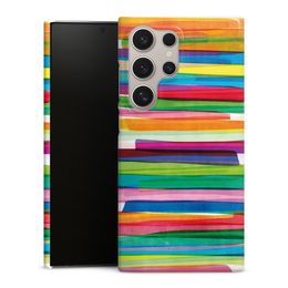 DeinDesign Galaxy S24 Ultra Handy Premium Case Smartphone Handyh&uuml;lle Schutzh&uuml;lle gl&auml;nzend Water Colour Stripes Colourful Premium Case