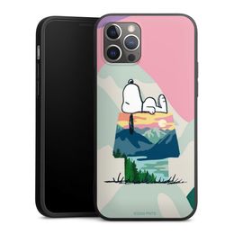 DeinDesign iPhone 12 Pro Handy Premium Silikon H&uuml;lle Handyh&uuml;lle schwarz Case Official Licensed Product Peanuts Snoopy Silikon Premium Case