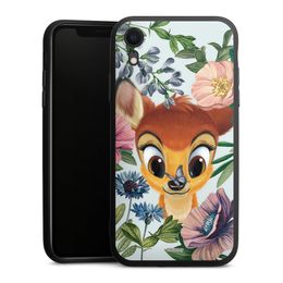 DeinDesign iPhone Xr Handy Premium Silikon H&uuml;lle Handyh&uuml;lle schwarz Case Disney Bambi Flowers Silikon Premium Case
