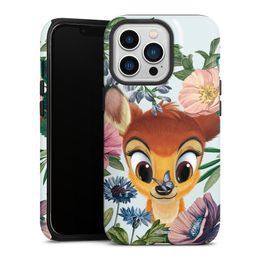 DeinDesign iPhone 13 Pro Handy Panzer Handyh&uuml;lle robuste Outdoor H&uuml;lle Schutzh&uuml;lle gl&auml;nzend Disney Bambi Flowers Tough Case