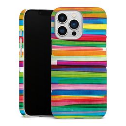 DeinDesign iPhone 13 Pro Handy Premium Case Smartphone Handyh&uuml;lle Schutzh&uuml;lle matt Water Colour Stripes Colourful Premium Case