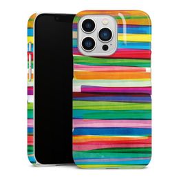 DeinDesign iPhone 13 Pro Handy Premium Case Smartphone Handyh&uuml;lle Schutzh&uuml;lle gl&auml;nzend Water Colour Stripes Colourful Premium Case