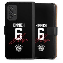 DeinDesign Galaxy A53 5G Handy Klapph&uuml;lle Handyh&uuml;lle aus Kunst Leder schwarz Flip Case Kimmich Fc Bayern M&uuml;nchen Fcb Sideflip mit langer Lasche