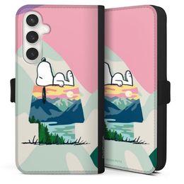 DeinDesign Galaxy S24 FE 5G Handy Klapph&uuml;lle Handyh&uuml;lle aus Kunst Leder schwarz Flip Case Official Licensed Product Peanuts Snoopy Sideflip mit Lasche