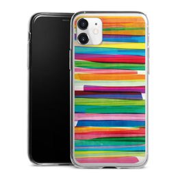 DeinDesign iPhone 11 Handy Slim Case Silikon Handyh&uuml;lle transparent H&uuml;lle extra d&uuml;nn Water Colour Stripes Colourful Silikon Slim Case