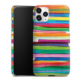 DeinDesign iPhone 11 Pro Max Handy Premium Case Smartphone Handyh&uuml;lle Schutzh&uuml;lle gl&auml;nzend Stripes Water Colour Colourful Premium Case