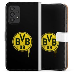 DeinDesign Galaxy A33 5G Handy Klapph&uuml;lle Handyh&uuml;lle aus Kunst Leder wei&szlig; Flip Case Official Licensed Product Borussia Dortmund Bvb Sideflip mit Lasche