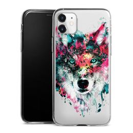 DeinDesign iPhone 11 Handy Slim Case Silikon Handyh&uuml;lle transparent H&uuml;lle extra d&uuml;nn Riza Peker Colourful Wolf Silikon Slim Case