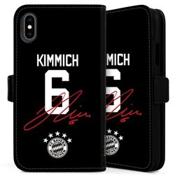 DeinDesign iPhone X Handy Klapph&uuml;lle Handyh&uuml;lle aus Kunst Leder schwarz Flip Case Fcb Fc Bayern M&uuml;nchen Kimmich Sideflip mit langer Lasche