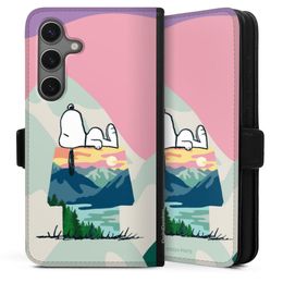 DeinDesign Galaxy S25 Handy Klapph&uuml;lle Handyh&uuml;lle aus Kunst Leder schwarz Flip Case Official Licensed Product Peanuts Snoopy Sideflip mit Lasche