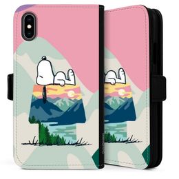 DeinDesign iPhone X Handy Klapph&uuml;lle Handyh&uuml;lle aus Kunst Leder schwarz Flip Case Official Licensed Product Peanuts Snoopy Sideflip mit langer Lasche