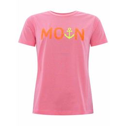 Zwillingsherz Damen T-Shirt &raquo;"MoinZH"&laquo; Kurzarm, Rundhalsausschnitt, Stickerei, Baumwollmischung rosa S