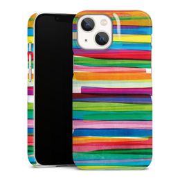 DeinDesign iPhone 13 Mini Handy Premium Case Smartphone Handyh&uuml;lle Schutzh&uuml;lle gl&auml;nzend Water Colour Stripes Colourful Premium Case